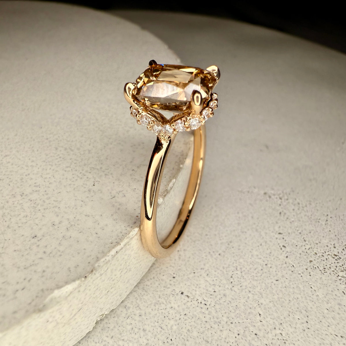 Freya Natural Champagne Diamond Engagement Ring In Yellow Gold (2.42ct)