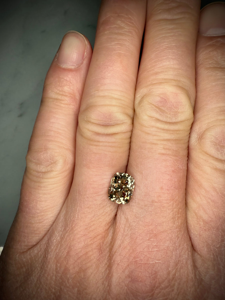 3.06 Carat Old Mine Cut Elongated Cushion Cut Champagne Diamond