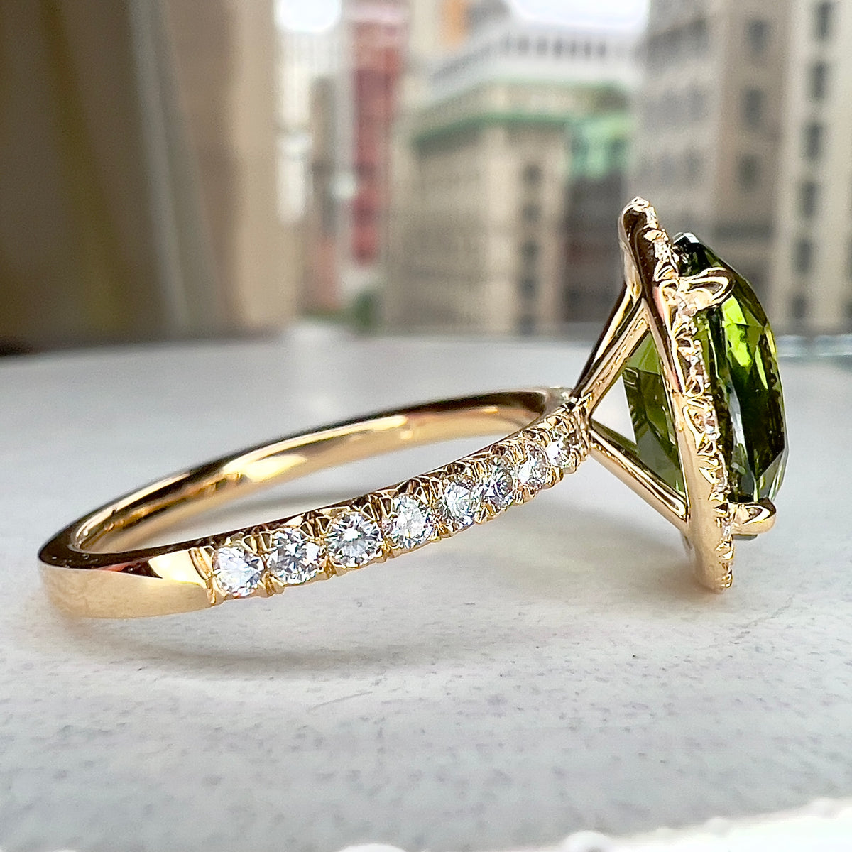 Green Diamond Wedding Ring
