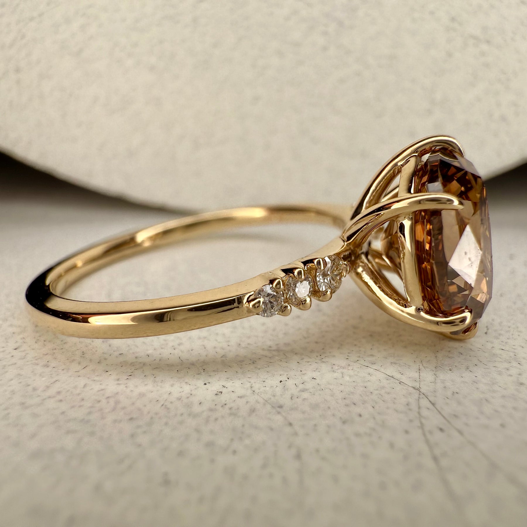 Andrea Natural Oval Champagne Diamond Engagement Ring (2.23ct)