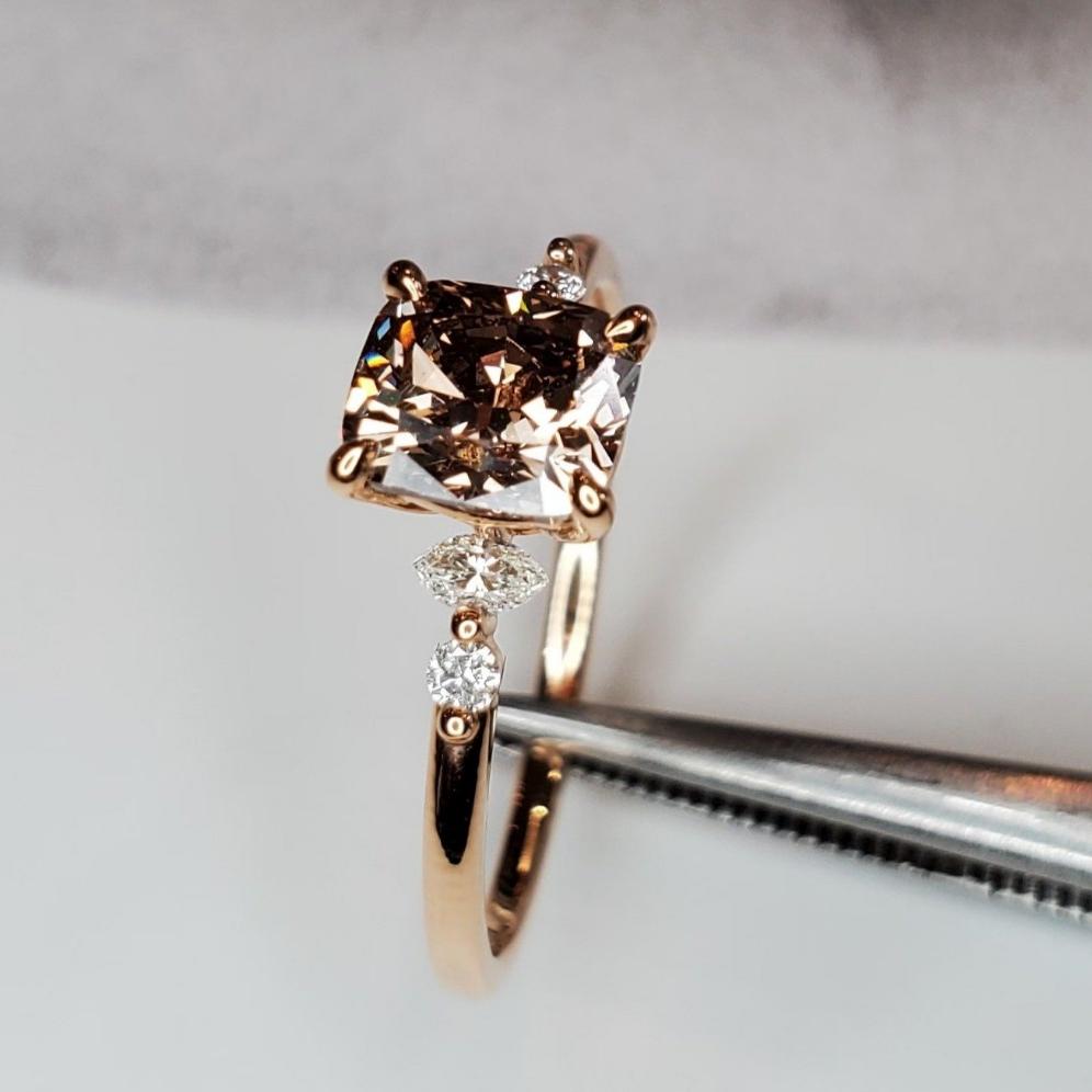 Rowena 1.05ct Champagne Diamond Engagement Ring | Unique Engagement ...