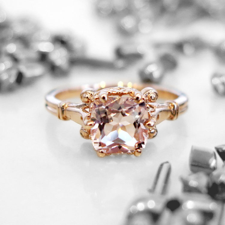 Custom Morganite Rings For Men Peach Morganite Ring Custom Made Jewelry ...