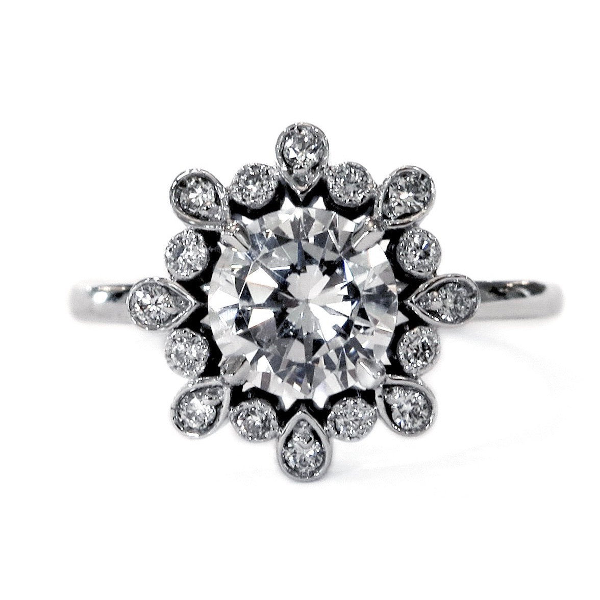 Fleurette 1ct Nature-Inspired Halo Engagement Ring | Unique Engagement ...
