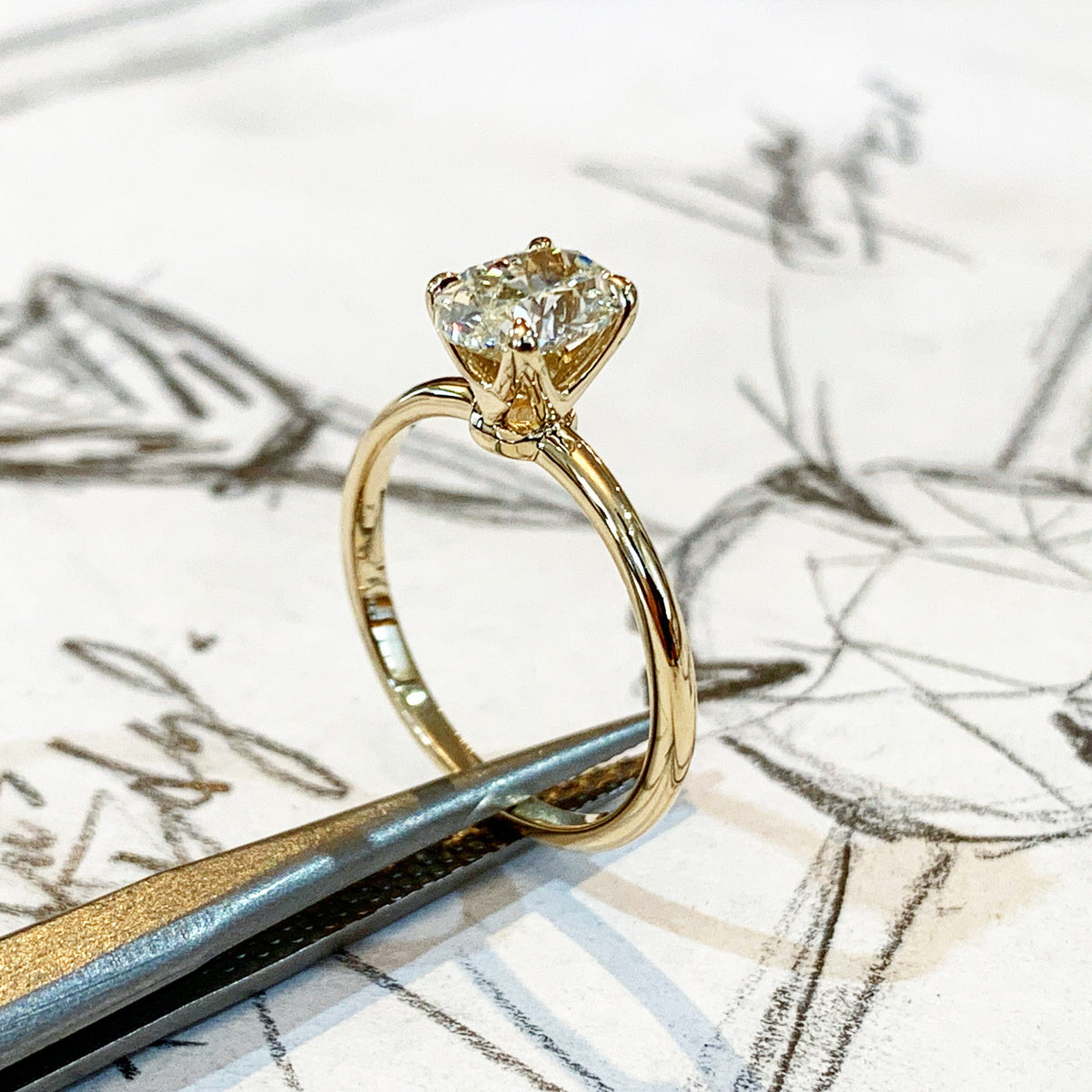 Seren Oval Diamond Engagement Ring in Yellow Gold – Unique Engagement ...